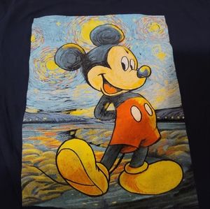 Disney | Shirts | Disney Mickey Mouse Mens Van Gogh Starry Night Sketch ...